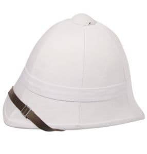 British White Pith Helmet - horse and hoof
