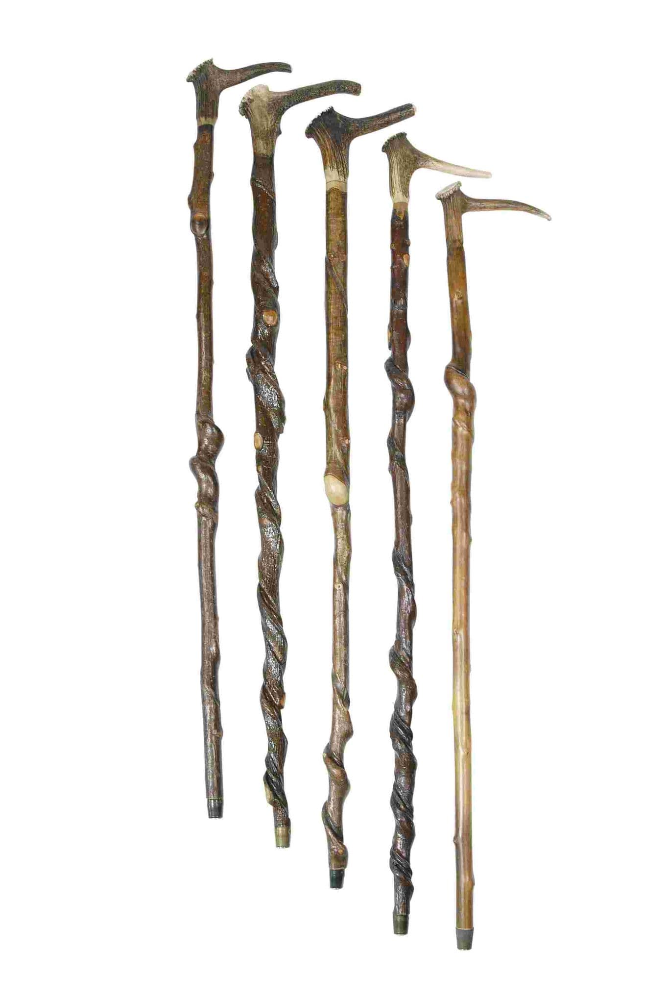 Classic Canes Staghorn Handle on Natural Spiral Shaft Walking Stick ...