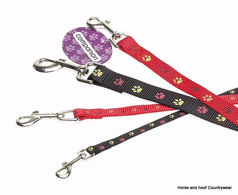 Companion Paw Print Webbing Dog Lead - horse and hoof