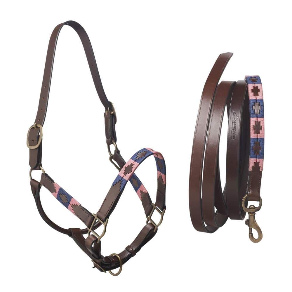 Pampeano Headcollar and Leadrope Set - Navy/Pink - horse and hoof