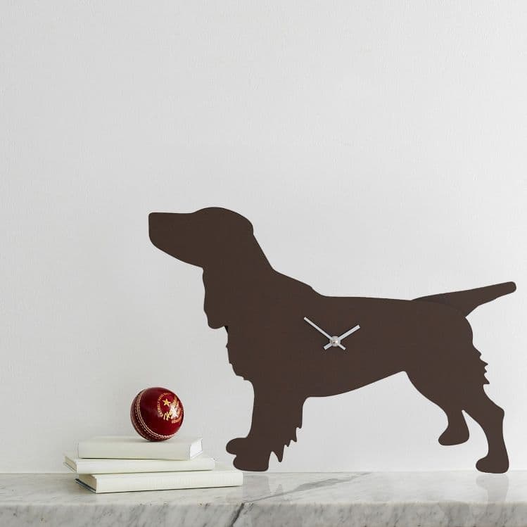 SPRINGER SPANIEL CLOCK WITH WAGGING TAIL - BROWN - horse and hoof