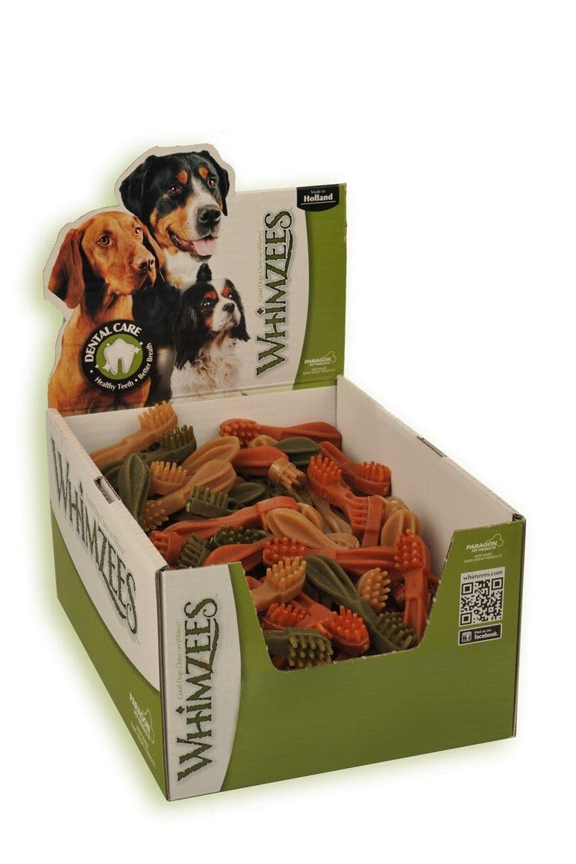 Whimzees Medium Toothbrush - Box of 75 x 110mm - horse and hoof
